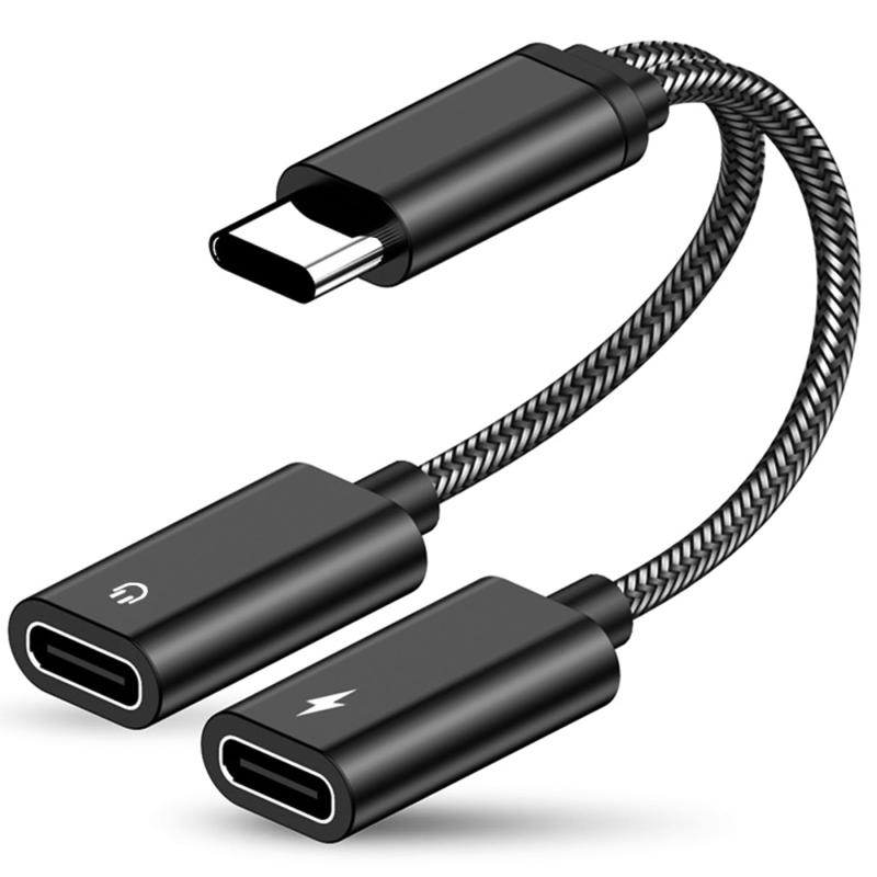 yangoo USB Type C 二股 交換ケーブル 充電しながら使えるイヤホン PD60W充電対応