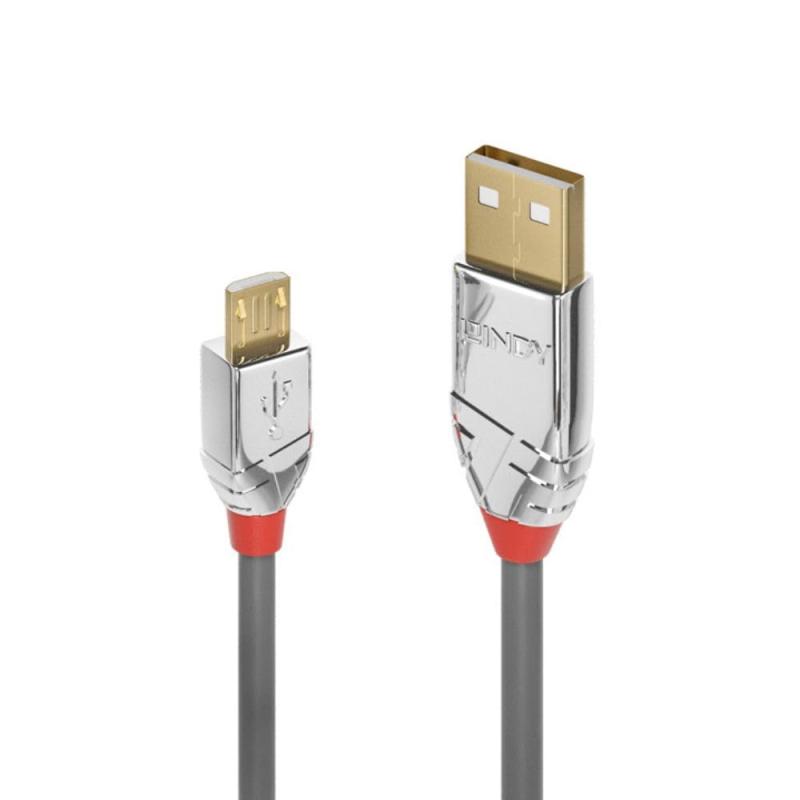 LINDY CROMO LINE USB2.0 Type-A to Micro-Bケーブル クロムメッキ 純金メッキ ノイズ 遮断