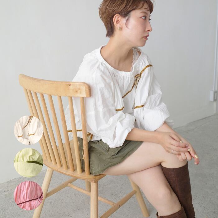 商品名 gather ribbon blouse サイズ 【Free】着丈60cm / 身幅62cm / 裾幅42cm カラーバリエーション white / pink/ green 素材 コットン 100% アイテム詳細 ギャザーたっぷりの...