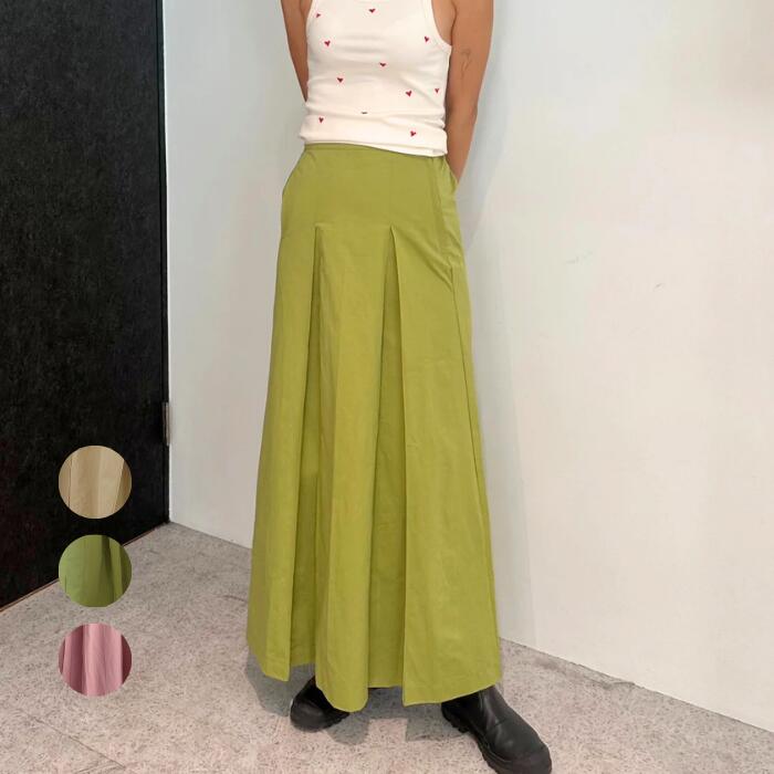 商品名 big tuck skirt サイズ 【Free】着丈100cm/ウエスト(ゴム上り)28cm/ヒップ(置き寸)45cm カラーバリエーション beige/pink/green 素材 コットン 100% アイテム詳細 ヴィンテージラ...
