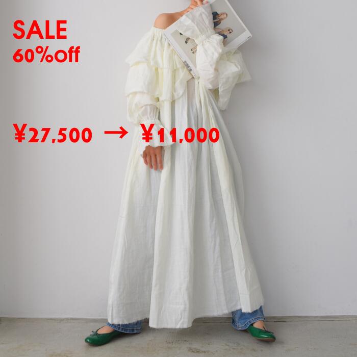 商品名 offshoulder volume one piece サイズ 【Free】着丈120cm / 肩幅66cm / 袖丈40cm カラーバリエーション ivory / pistachio / black 素材 コットン 100% ア...