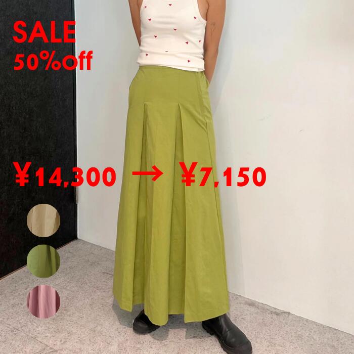 商品名 big tuck skirt サイズ 【Free】着丈100cm/ウエスト(ゴム上り)28cm/ヒップ(置き寸)45cm カラーバリエーション beige/pink/green 素材 コットン 100% アイテム詳細 ヴィンテージラ...
