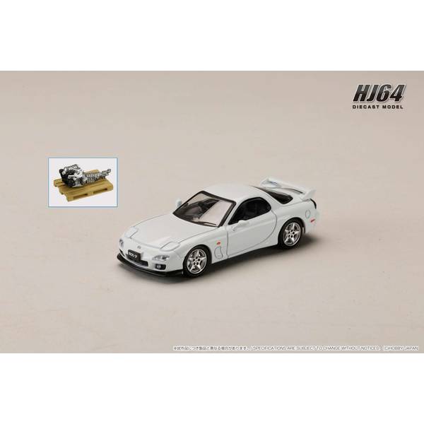 ※画像はイメージです■素材：ダイキャスト(亜鉛合金)/ABS/ホビージャパンの1/64ダイキャストシリーズ"HJ64"から 1/64マツダ RX-7(FD3S) TYPE R Bathurst エンジンディスプレイモデル付の登場です。製品に...