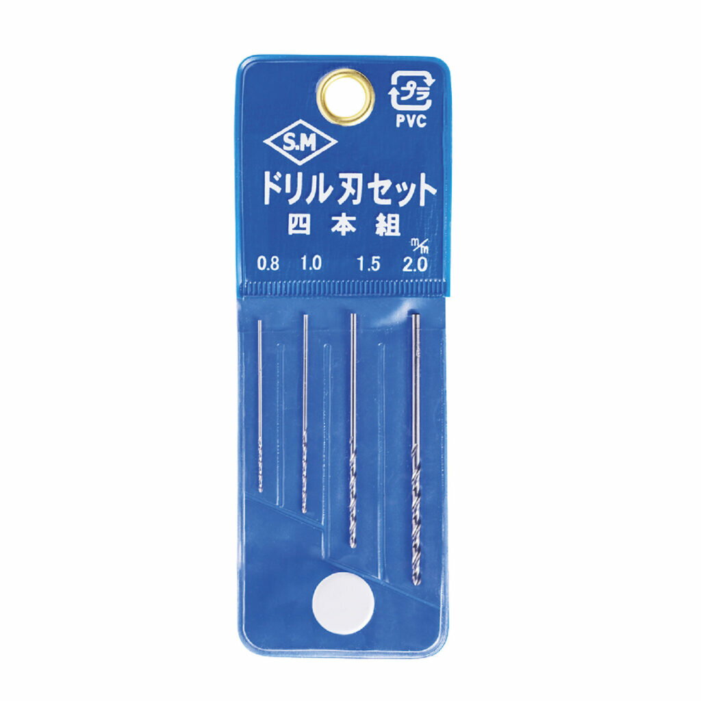 商品説明 ピンバイス用のドリル刃4本セット。 （0.8mm、1.0mm、1.5mm、2.0mm） 予約商品の場合、コチラをご確認下さい。