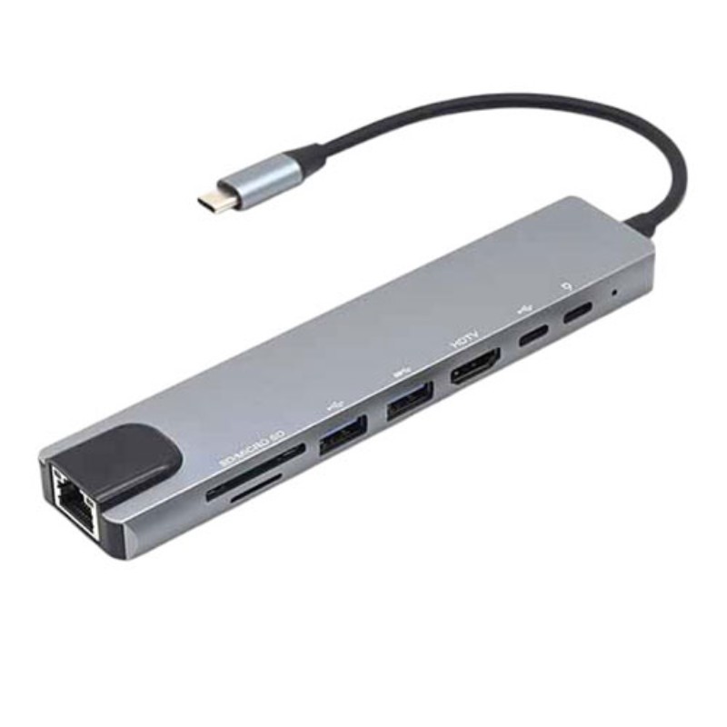 商品の特長本製品は、USB-CポートからHDMI / RJ45 / microSD/ SD / USB-C / USB-A×2 / PD100W給電機能を追加することができます。USB-Cポート1つで、デスクトップパソコンのような様々な機器...