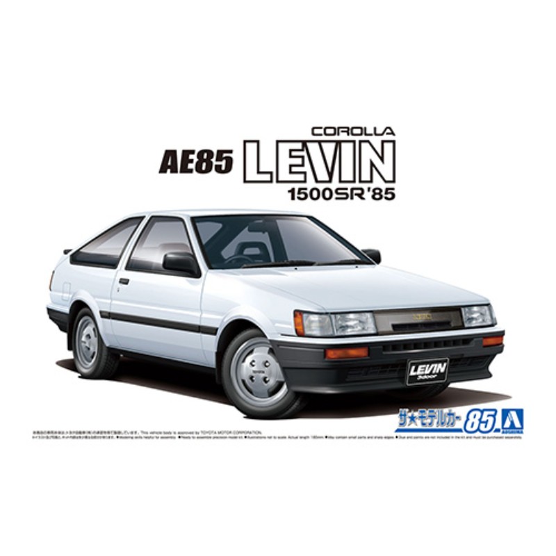 商品紹介ザ・モデルカーNo.85 1/24 トヨタ AE85カローラレビン 1500SR 84アオシマを代表するカーモデルシリーズAE85専用デカール純正エアロパーツ付属AE85リアドラムブレーキ再現AE85純正スチールホイール14インチ1...