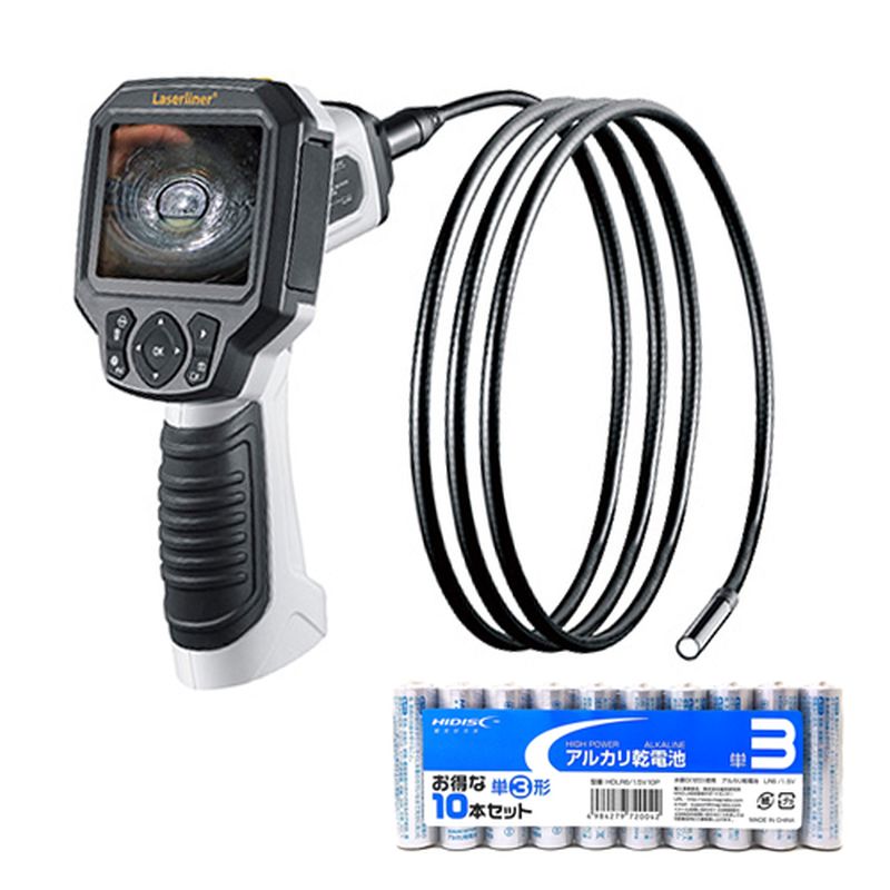 ☆この商品は ビデオスコープXXL と アルカリ乾電池 単3形10本パック のセットです。小回り2m、5m完全防水カメラケーブル直径9mmカメラ静止画・動画撮影保存(PLUS、XXL)モニター画像は180°回転可能LED内蔵カメラで暗所でも...