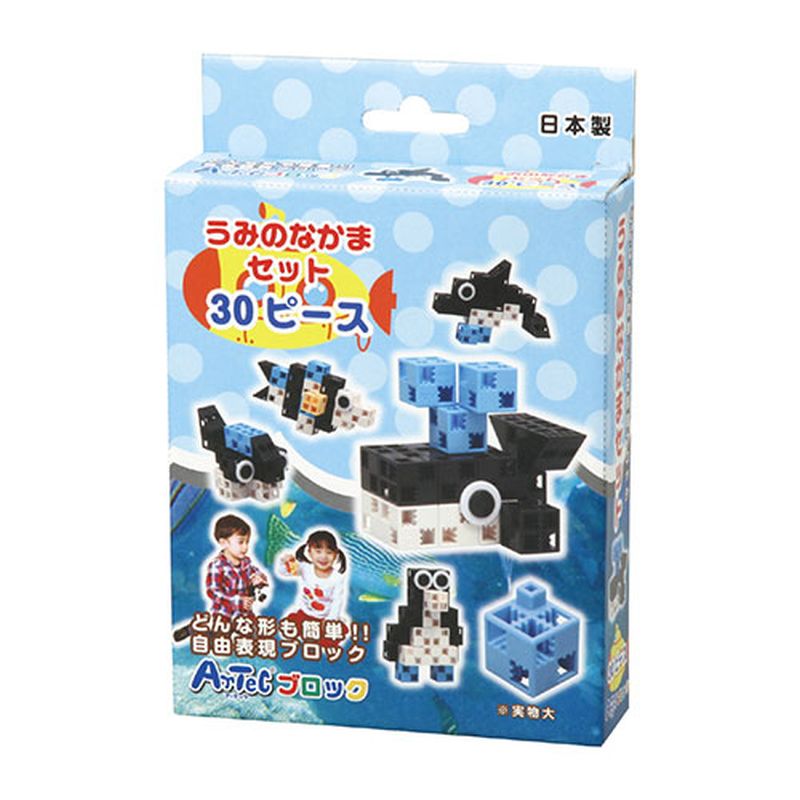 Artecブロック日本で生まれた新しいブロック、Artecブロック。商品サイズ:基本四角…W20×H20×D20mm、三角A…W20×H20×D20mm、丸…φ20mm セット内容:30pcs 　●基本四角…(水, 白)×各7、 ペールオレ...