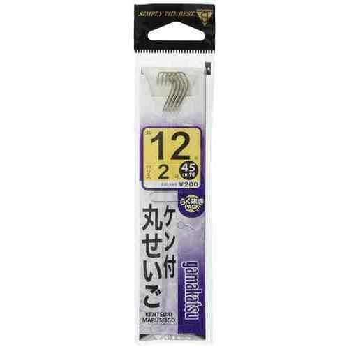 房掛けにした青イソメやカレイねらいの大きなエサを付けてフルキャストしても、「ケン付」だから安心。エサ落ちを防止します。 アブラメの「ブラクリ」やマダイの「テンヤ仕掛」にもよく使われます。 品名コード: 11288 号数: 12 ハリス: 2...