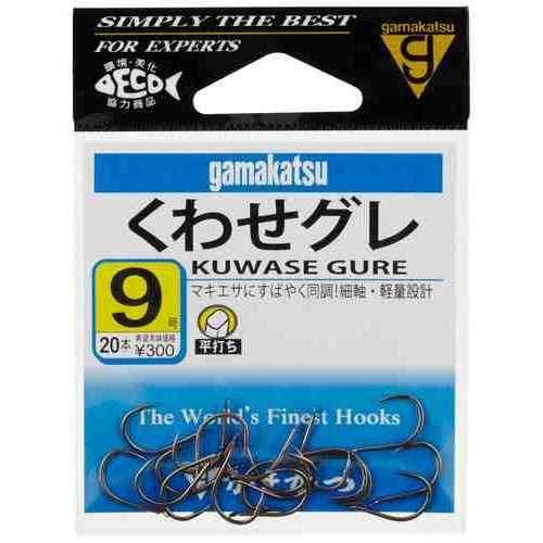 スレッカラシのグレを狙うために設計されたグレ鈎。 くわせに重点を置いたデザイン 短軸、細軸のコンパクトなアブミ型 薄い皮膜で鈎先が鋭い茶仕上げ スペック 号数: 9 カラー: 茶 入り数: 20本入