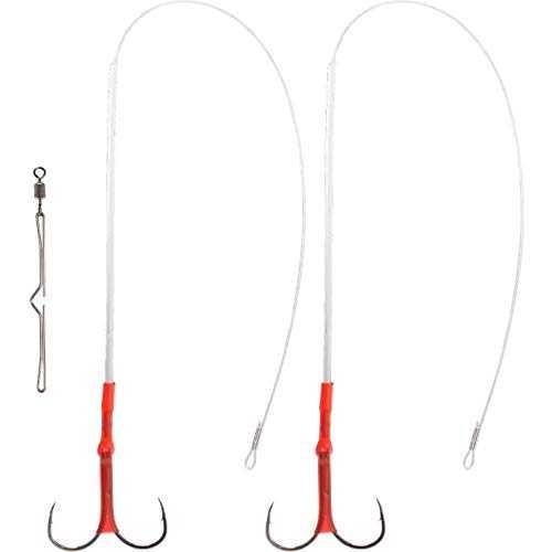 アタリが少ない、またはアタリがあるのに掛からない状況に対応するための仕掛け。 喰い渋ったタチウオに警戒させない設計。 水中で目立たないフロロカーボンラインをハリスに採用。 鋭いタチウオの歯からハリスを保護する硬質クリアパイプを使用。 手返し...