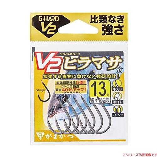 高強度素材「G-HARD V2」採用により疾走するヒラマサにも主導権を与えません。 鈎先形状が青物の口元をガッチリ捕らえます。 太ハリスの結びが決まる「ワイドヘッド」。 カラー: ケイムラシルバー 号数: 12 入数: 6本