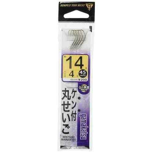 房掛けにした青イソメやカレイねらいの大きなエサを付けてフルキャストしても、「ケン付」だから安心。エサ落ちを防止します。 アブラメの「ブラクリ」やマダイの「テンヤ仕掛」にもよく使われます。 品名コード: 11288 号数: 14 ハリス: 4...