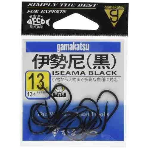 ベーシックな漆黒仕上げの鈎。しっかりとした軸太設計で、安心して使用できる。 鈎先は鋭く、少し内向きのデザイン 外れにくい構造 大物が食いついても安心 スペック 号数: 13号 入本数: 9 カラー: 黒 メーカー品番: 12206