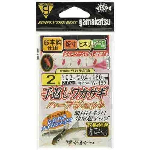 ワカサギ釣りに適した仕掛け。 号数: 2 ハリス: 0.3 幹糸: 0.4 全長: 60cm オモリ無し 使用鈎: ワカサギ袖（茶・赤）6本（1組入） 鈎サイズ: 2 スペック カラー: 茶×赤 メーカー品番: 45908-2-0.3-07