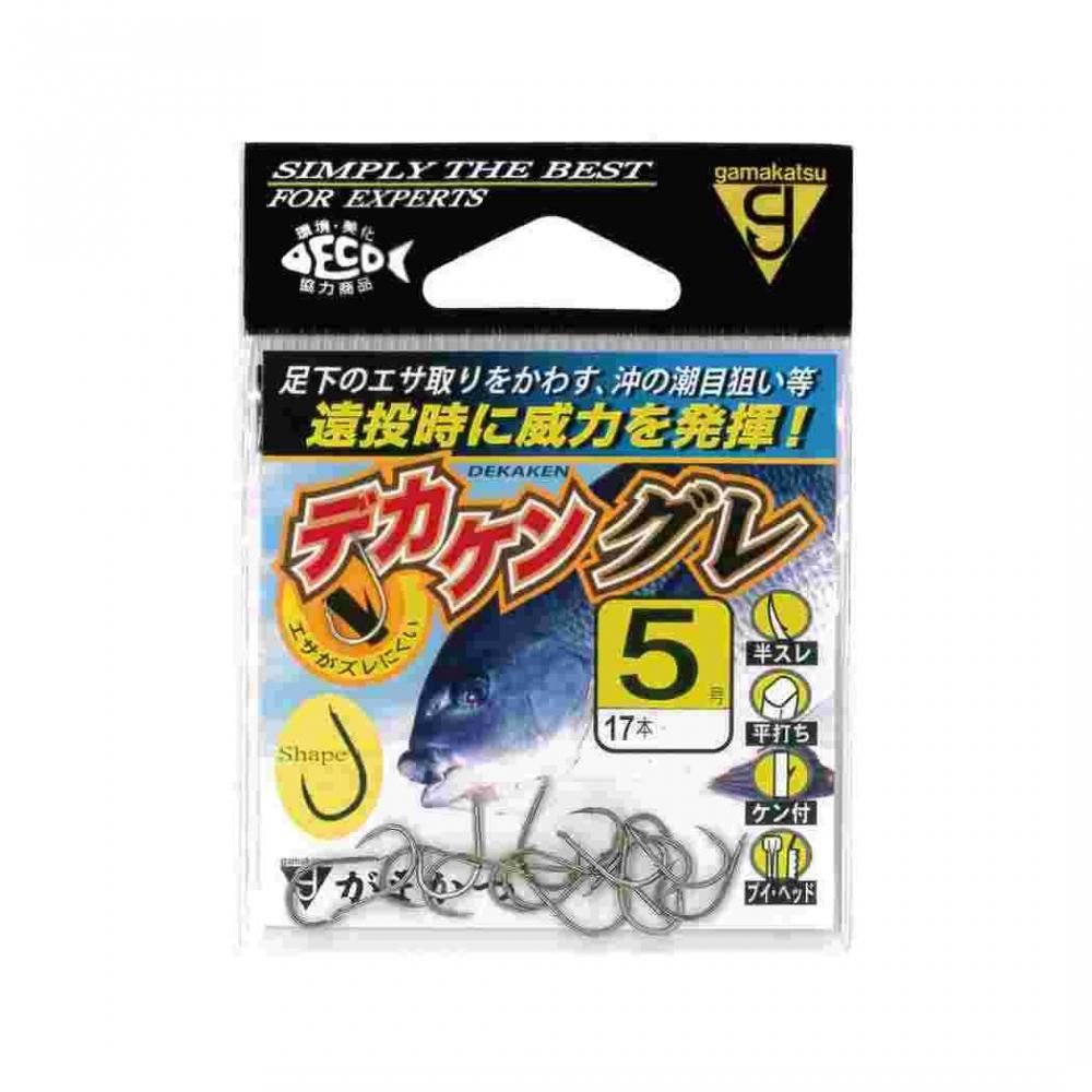 エサズレを防ぎ、遠投時に威力を発揮するグレ鈎。 軸部に通常サイズより大きな「デカケン」を採用 沖の潮目や湧きグレを狙う際にエサがズレにくい 柔らかい生オキアミ使用時や仕掛を流して張る状況でもエサズレを防止 しっかりとした軸径により、不意の良...