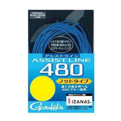 がまかつ(Gamakatsu) アシストライン480(ノットタイプ)3m AL001 15号 入数: 1本 号数: 15号 (強度: 120lb) 全長: 3m ラインカラー: 480 ブルー (PE素材) タイプ: ノットタイプ (リア・...