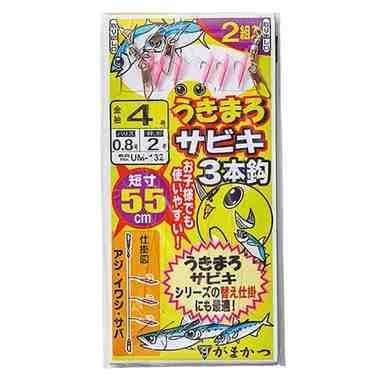 初心者向けの2本セット仕掛け。扱いやすい3本鈎の短寸仕掛が特徴。 カゴを付けて使用可能 他のうきまろサビキの代え用としても利用できる スペック 品名コード: UM132 号数: 4 ハリス: 0.8 幹糸: 2 入数: 3本（2組） 使用鈎...