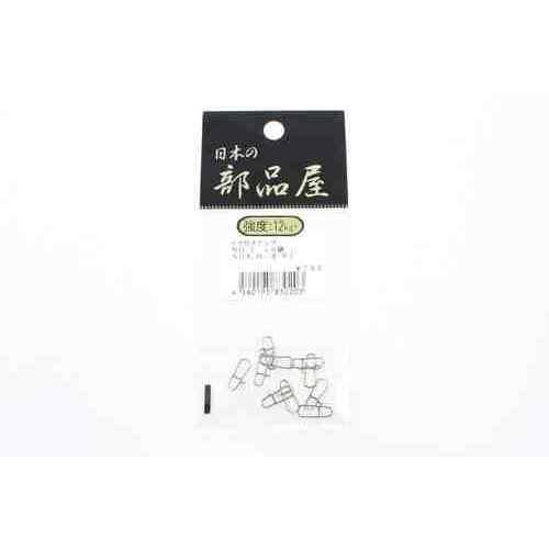 強度: 12kg 自重: 0.05g (1個当たり) サイズ: 線径: 0.50mm 全長: 12.0mm 幅: 4.4mm 入り数: 10個