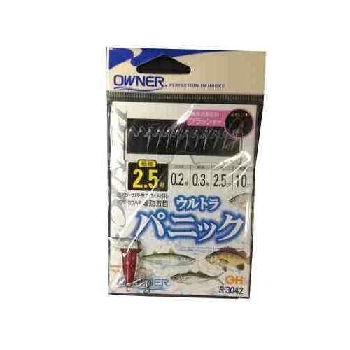 多様な魚種に対応した波止サビキ仕掛け。 全長: 1.2m 号数: 2.5号 ハリス: 0.2号 幹糸: 0.3号 対象魚種: パニック（ワカサギなど）、アジ、サバ（サビキ）、海タナゴ 使用鈎: 白細袖 形態: 仕掛 備考: 10本鈎サイズ鈎...