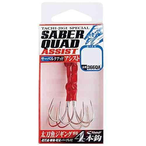 タチウオ専用設計のアシストフック。4本鈎を使用し、噛みつき系牙魚のタチウオをしっかりと掛けることができる。 4本鈎の「クアッドフック」設計 メタルパーツでフックを接続 シュリンクチューブでコート ジグやリーダーへの絡みを防止 同船者とのオマ...