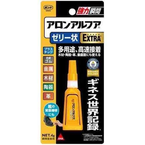 コニシ ボンド アロンアルフアEXTRAゼリー状 4g #05274 NET(個装): 4g(ブリスターパック) 成分: シアノアクリレート系接着剤 サイズ(重量): W84×D22×H190(22g) 強力、スピード接着、用途広い、タレな...