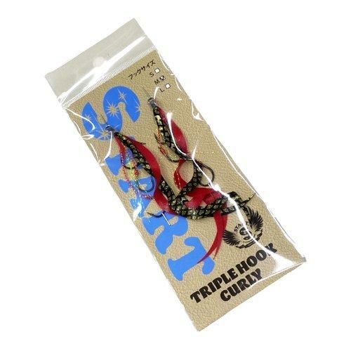 スタンダードカーリータイプの新しいトリプルフックが登場。2本のネクタイが独立しているため、状況に応じて1本を外してシングルで使用可能。 独立した2本のネクタイにより、アピール力を調整可能 トリプルフックの細軸設計で、掛かりが良く、身切れを防...