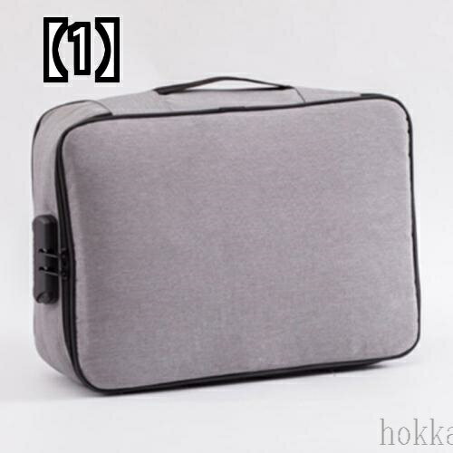 パスポート ホルダー トラベルポーチ パスポートケース バッグ ドキュメント 収納 ボックス マルチ 多機能 トラベル ポータブル フォルダー グレー 青 ピンク——— / 【1】ロック付き3層グレー——— / 【2】3層の青いロック———...