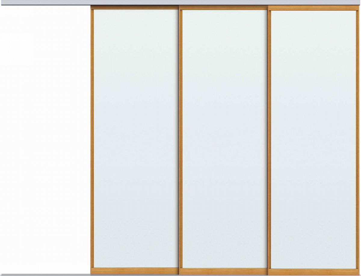◎オプション商品◎ YKKAPアルミインテリア オプション：戸しゃくり付たて枠 枠見込 206mm 片引き戸(3枚建) L=3000mm 主材料 アルミ形材 商品内容 完成品引戸×3枚 未組立枠×1セット 敷居×1セット(ラウンドレールの場...