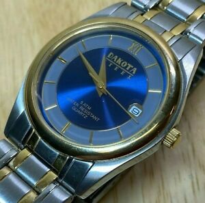 dakota men 1623 kt gold plated steel analog quartz watch hours~date~ batteryダコタメンゴールドメッキスチールアナログクォーツウォッチアワー※注意※NYからの配送にな...