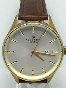 accurist gents classy watch 7110 cal2115 date brand brown leather strapゲンツブランドブラウンレザーストラップ※注意※NYからの配送になりますので2週間前後お時間をいただ...