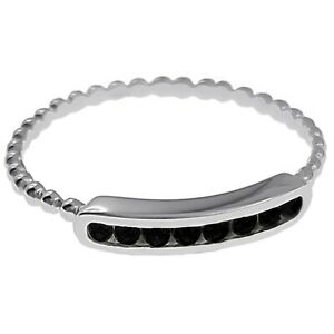 bague maille boule en argent rhodie et oxydes zirconium noirs tailles au choixバゲメイルブールアンアルジャンロディエエオキシデスジルコニウムノワール※注意※NYか...