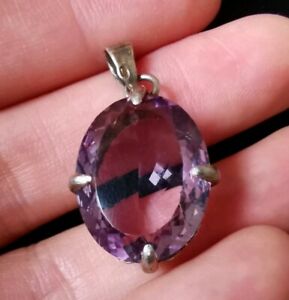 pendentif ancien vermeil argent massif plaque or avec amethyste naturelペンデンティフアンシアンヴェルメイユアルジェントマスプラケアベックアメティステナチュラル※注意※N...