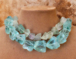 acqua quarzo amp; crudo mint fluorite massiccio big collana turchese coloriウォータークォーツローミントフルオリットマッシブビッグターコイズネックレスカラー※注意※N...