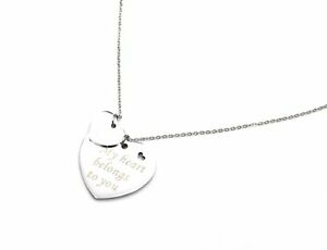 cc1494e collier fine chaine acier argente et coeur message my heart belongsコリアーファインシェーヌアシエアルジェンテクールメッセージ※注意※NYからの配送になります...