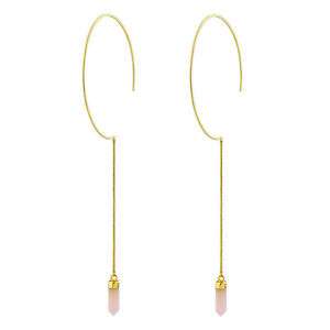 boucles doreilles dore gros creole long fin quartz rose original aa18ブークルドロイユドレグロクレオールロングフィンクオーツローズオリジナル※注意※NYからの配送になります...
