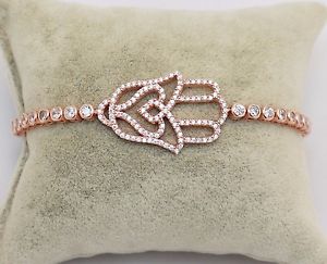 rose gold vermeil 925 sterling silver hand of fatima hamsa tennis braceletローズゴールドファティマテニスブレスレットスターリングシルバー※注意※NYからの配送になりま...