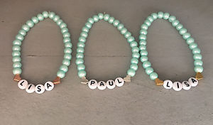 bracciale perle bracciale con nome desiderio personalizzato * cuore * oro rosa argento oroブレスレットカスタムハートピンクゴールドシルバーゴールドビー...