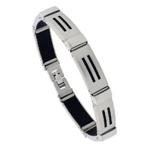 acciaio inox bracciale w gomma nera di contornoステンレススチールブレスレットブラックラバー※注意※NYからの配送になりますので2週間前後お時間をいただきます。人気の商品は在庫が無い場合がござい...