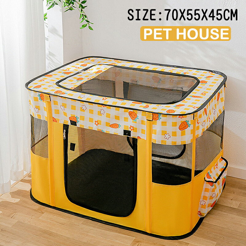 【特徴】 ■かわいいペット用サークル 通気性のよい折り畳みサークルは、キャットハウス、ドッグハウス、どちらにも使えるペット用品です。 ■屋根付き。 飛び出しが心配なネコちゃん、ワンちゃんも安心なメッシュの屋根付きペットハウスです。。 ジッパ...