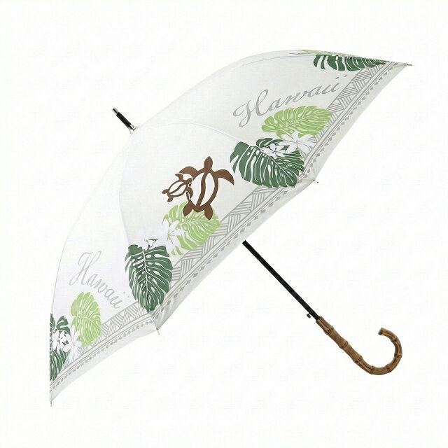 上品なハワイアンデザインのワンタッチ ジャンプ式の傘です♪憂鬱な雨の日も気分が上がりそうなおしゃれなハワイアン柄☆ UVカット加工を施した晴雨兼用のハワイアンデザイン傘です。 少し短めサイズは、日傘にも便利です! 遮光・遮熱効果が高く、一年...