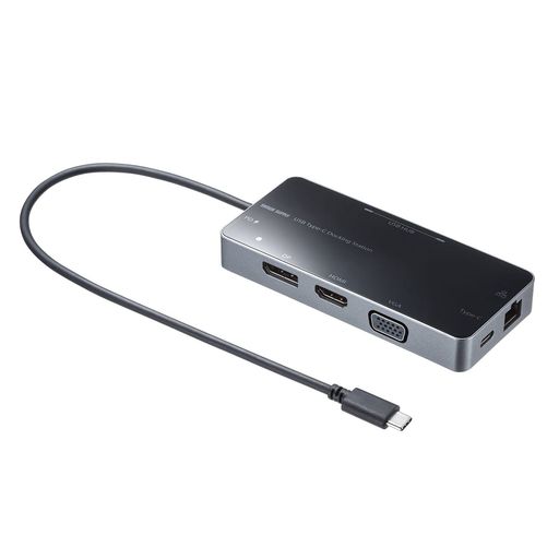 Type-Cケーブル1本でHDMIディスプレイ、VGAディスプレイ、DisplayPort、USB機器、有線LANの拡張接続ができるUSB Type-Cドッキングステーションです。 Type-Cケーブル1本の接続で、大画面ディスプレイとUS...