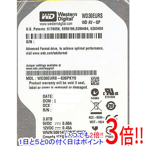 商品名Western Digital製HDD WD30EURS 3TB SATA300商品状態 新品です。 商品名 Western Digital製HDD★WD30EURS★3TB SATA300★新品 型番 WD30EURS [3TB S...
