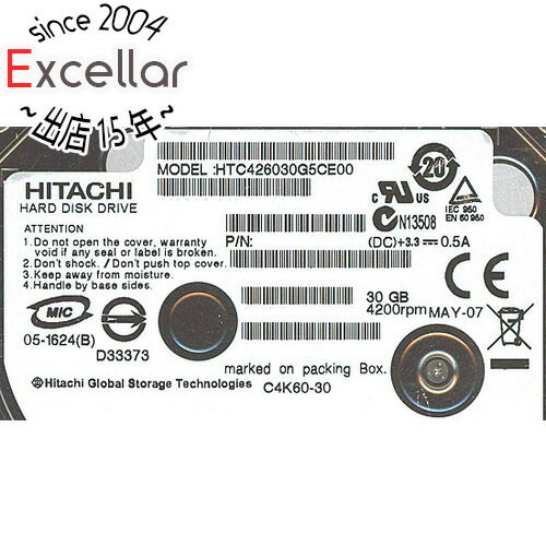商品名HITACHI ノート用HDD 1.8inch HTC426030G5CE00 30GB 8mm商品状態 新品です。バルク品。 商品名 HITACHI ノート用HDD 1.8inch★HTC426030G5CE00★30GB 8mm★...