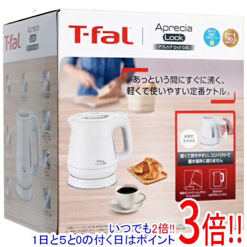 商品名【延長保証対応!!】ティファール 電気ケトル アプレシア ロック 0.8L KO6401JP ホワイト商品状態新品です。型番KO6401JP [ホワイト]仕様[基本仕様]タイプ：電気ケトル容量：0.8 L沸騰時間：1杯分(140ml)...
