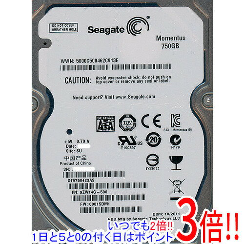 商品名SEAGATE製HDD ST9750423AS 750GB 5400rpm商品状態 新品です。 国内正規代理店では、ありませんのでメーカー保障はございません。 商品名 SEAGATE製HDD★ST9750423AS★750GB 540...