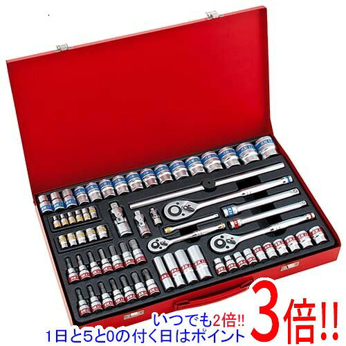 6.3mm、9.5mm、12.7mm差込角のハンドル、ソケットを65点をセットした本格的なソケットレンチセットです。各種ボルト・ナット・ネジの締付け、緩め作業。差込角別にソケットの色分けをしており、差込角ごとの識別が容易です。ラチェットハン...