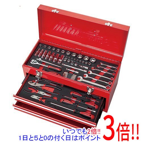 メンテナンス作業に必要な80PCSの工具を厳選しました。バイクや自動車、家庭や事務所の各種メンテナンス作業。引出しは荷重時もスムーズで静かな開閉が可能なベアリングスライドレールを採用しています。72山ギア採用のラチェットハンドルは狭い場所で...