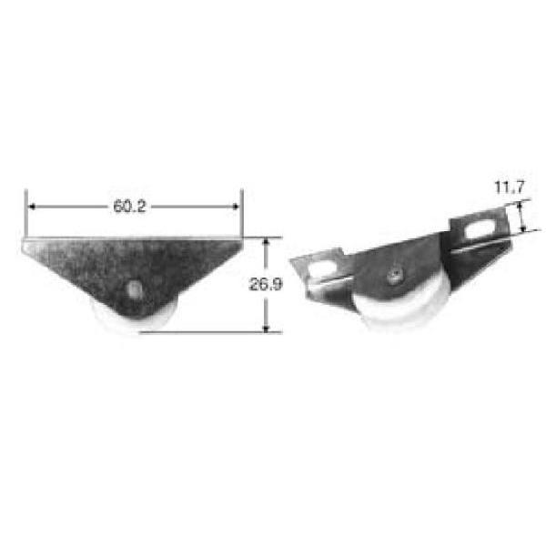 戸車（旧肘掛窓）：1個、皿小ネジ4×10：1本 ●材質：フレーム・・・鉄 ＊ 銀窓（下桟仕様変更前） 72/10〜75/6