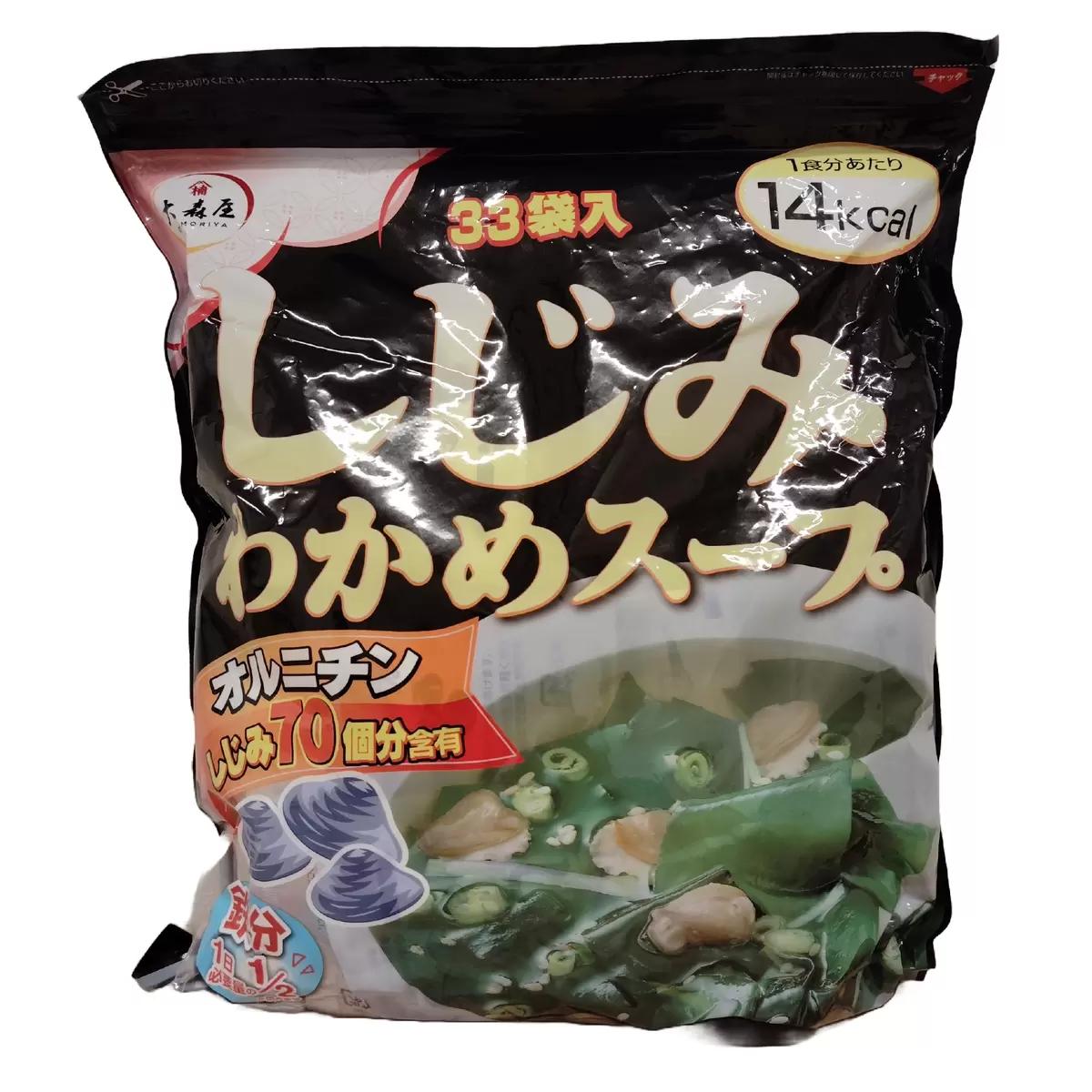 商品の特徴 しじみわかめスープ33袋 1袋で鉄分が一日必要量の1/2、しじみ70個分のオルニチンが摂取できます。